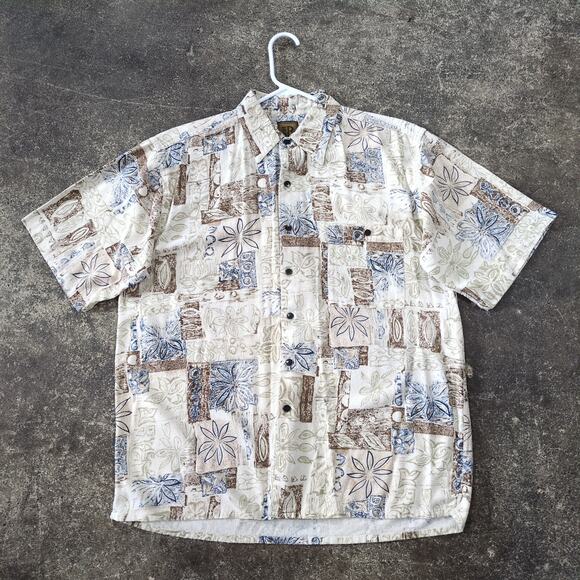 Bruno | Shirts | Vintage Bruno Hawaiian Barkcloth Shirt Mens L Tan Silk ...
